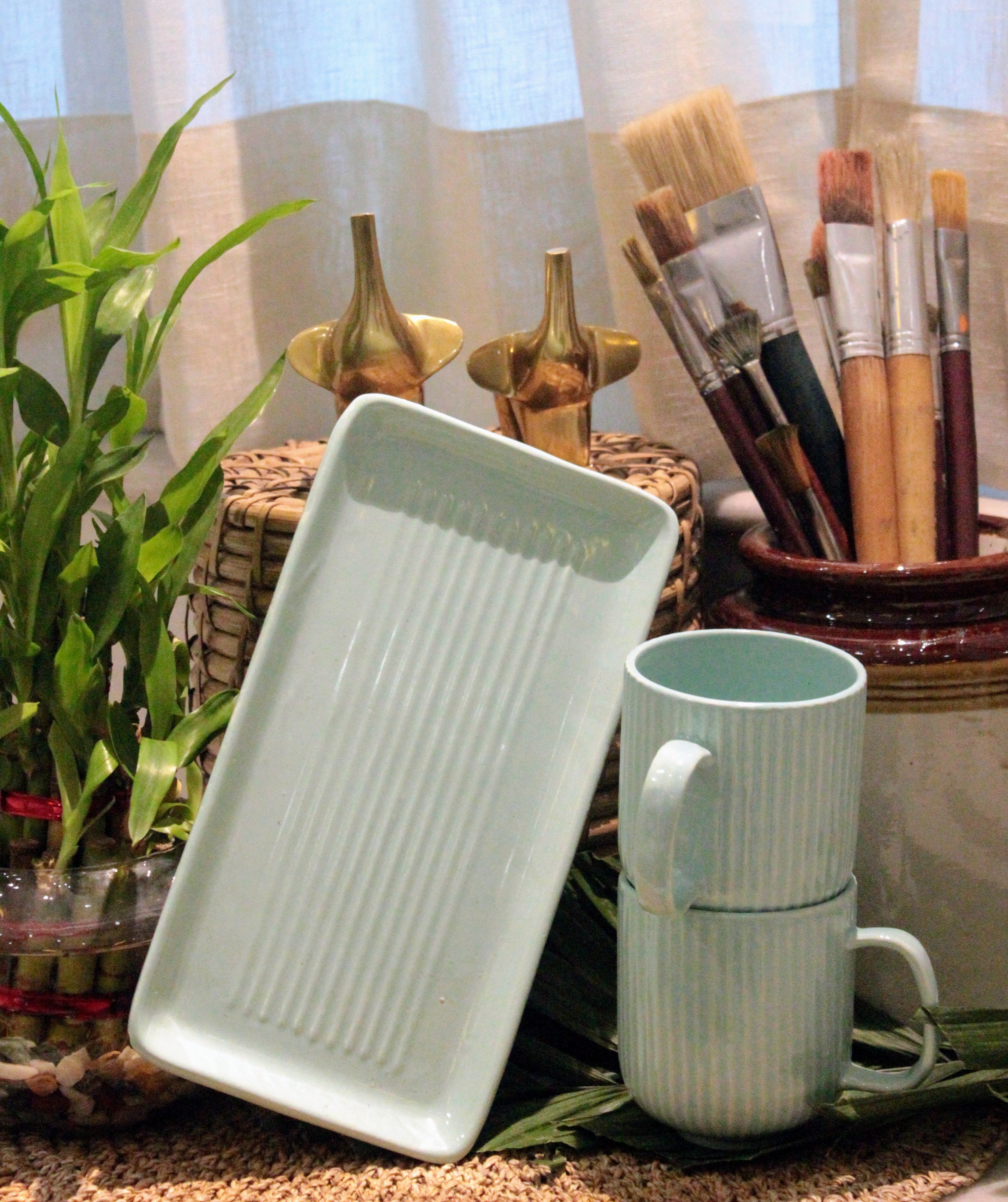 Ceramic tray sets to serve breakfast/ high tea for your family/ guests ...